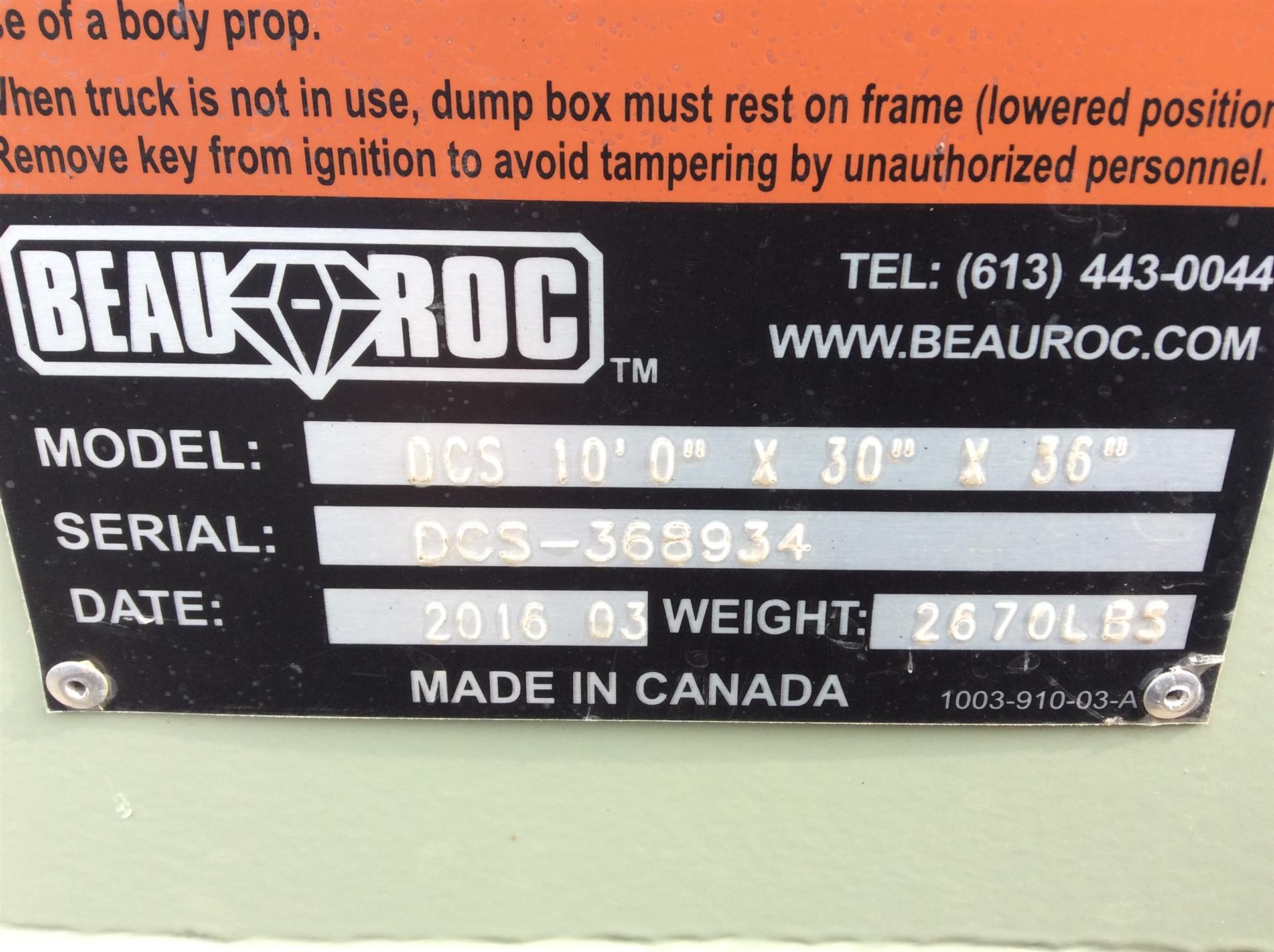 2016 BEAU ROC- 10' X 30" X 36" - Robertson Truck Group